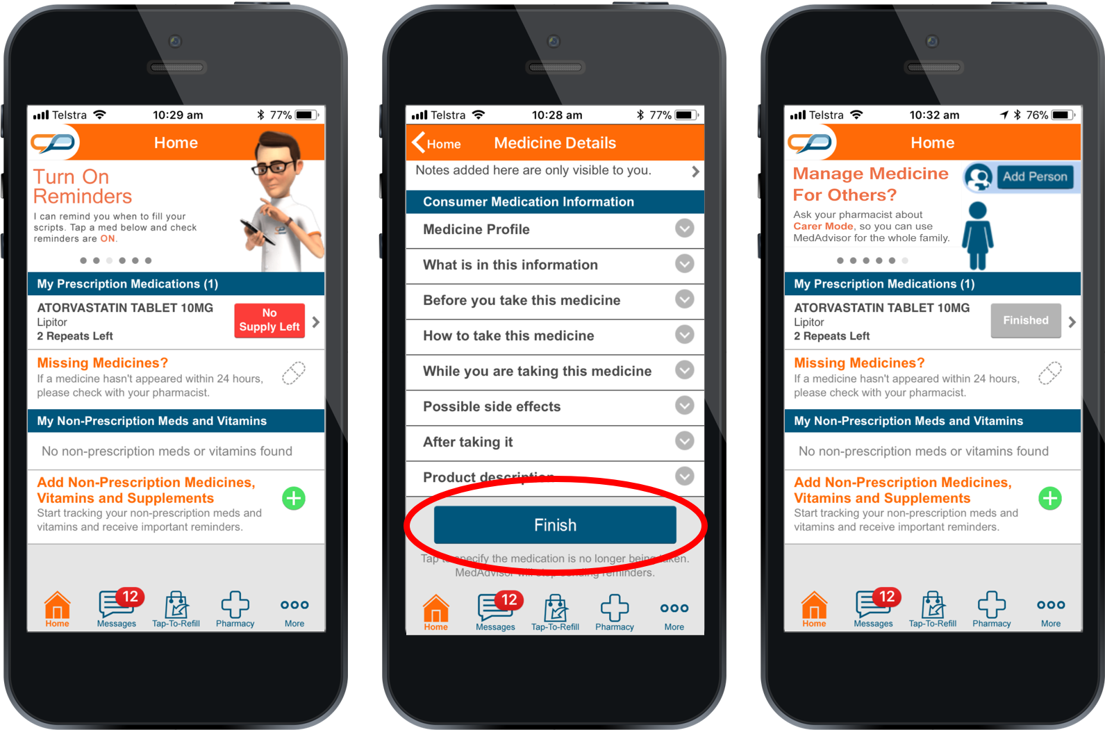 How to Mark a Medication as Finished in MedAdvisor